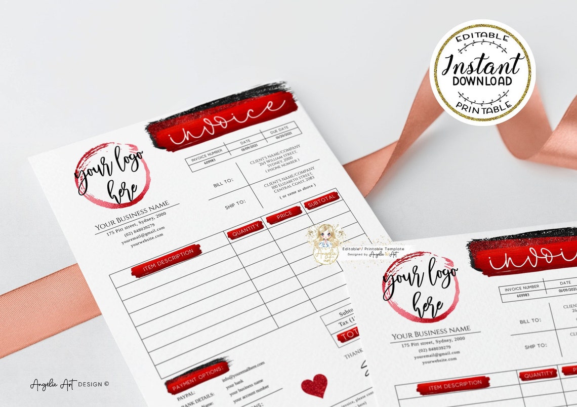 RED Editable Order Form Template Modern Printable Order Form - Etsy