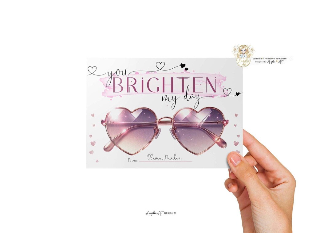 You Brighten My Day Valentines Gift Tag Sunglasses Cards Holder ...