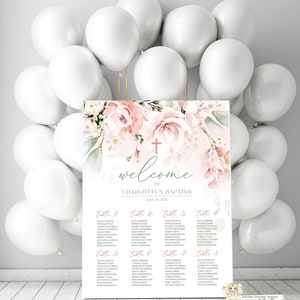AVA - Blush Pink Baptism Seating Chart Template, 2 Sizes, Please Find ...