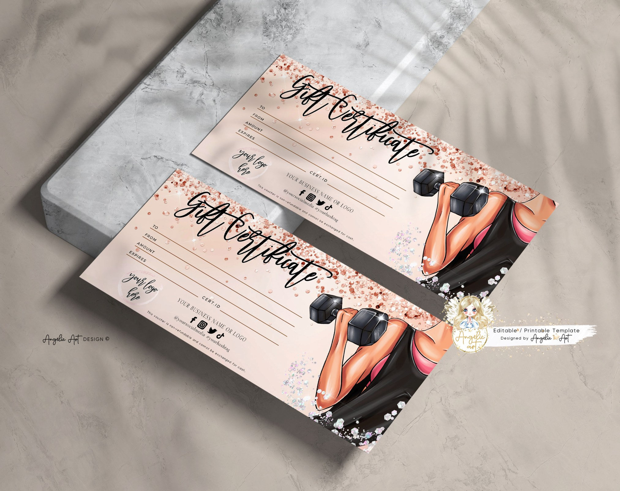 FITNESS Workout Personal Trainer Gift Certificate Template - Etsy