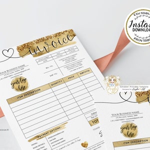 ORO - Modern Gold INVOICE Form Template, Gold Printable Invoice Form ...