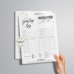 EDITABLE Printable Order Form Template ADD Your LOGO Business Invoice ...