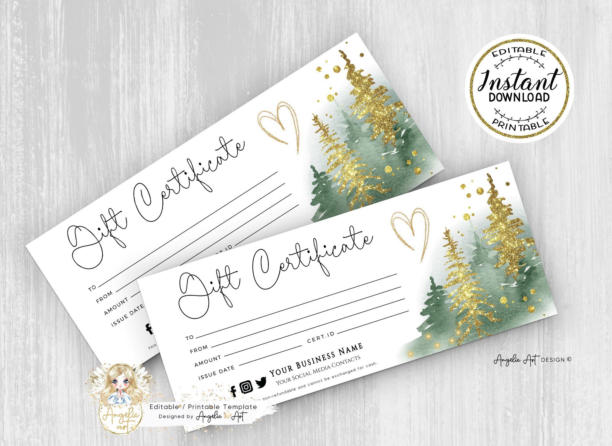 Christmas Tree Editable Gift Certificate Holiday Printable | Etsy