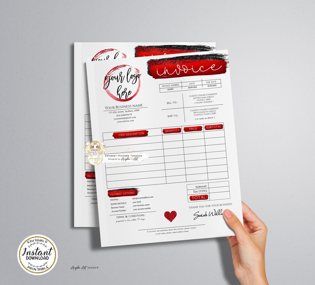 RED Editable Order Form Template - Modern Printable Order Form - Red ...