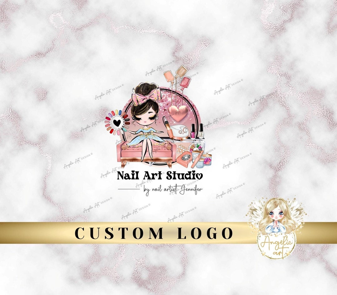 Rose Gold GLAM Nails LOGO Design Nails Salon Custom Logo Template DIY ...