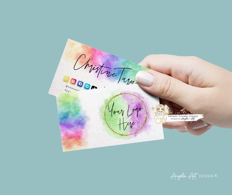 IRIS Rainbow Business Card Template Editable Rainbow - Etsy