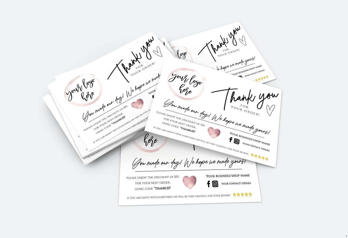 Editable Business Thank You Insert Card Template Modern - Etsy