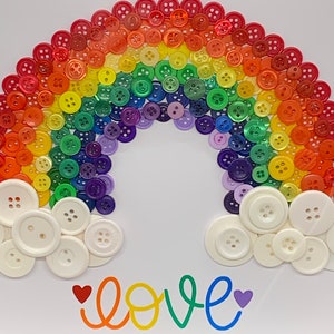 Rainbow Button Art Rainbow wall Art colourful Nursery Wall | Etsy