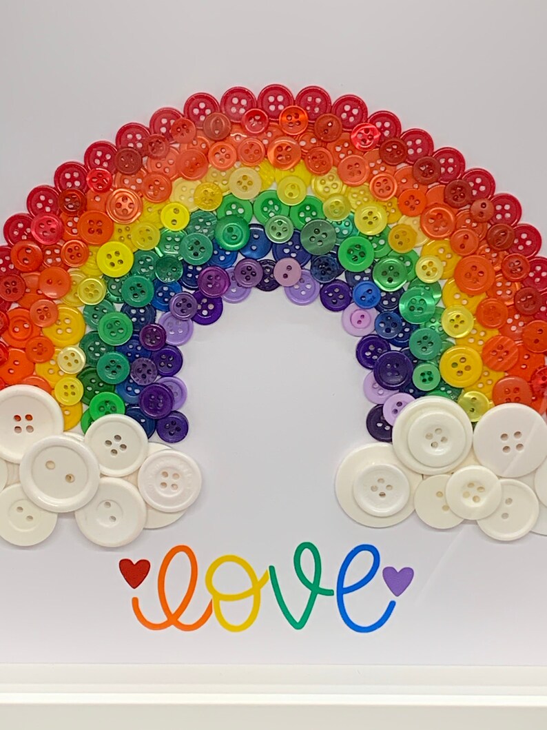 Rainbow Button Art Rainbow wall Art colourful Nursery Wall | Etsy