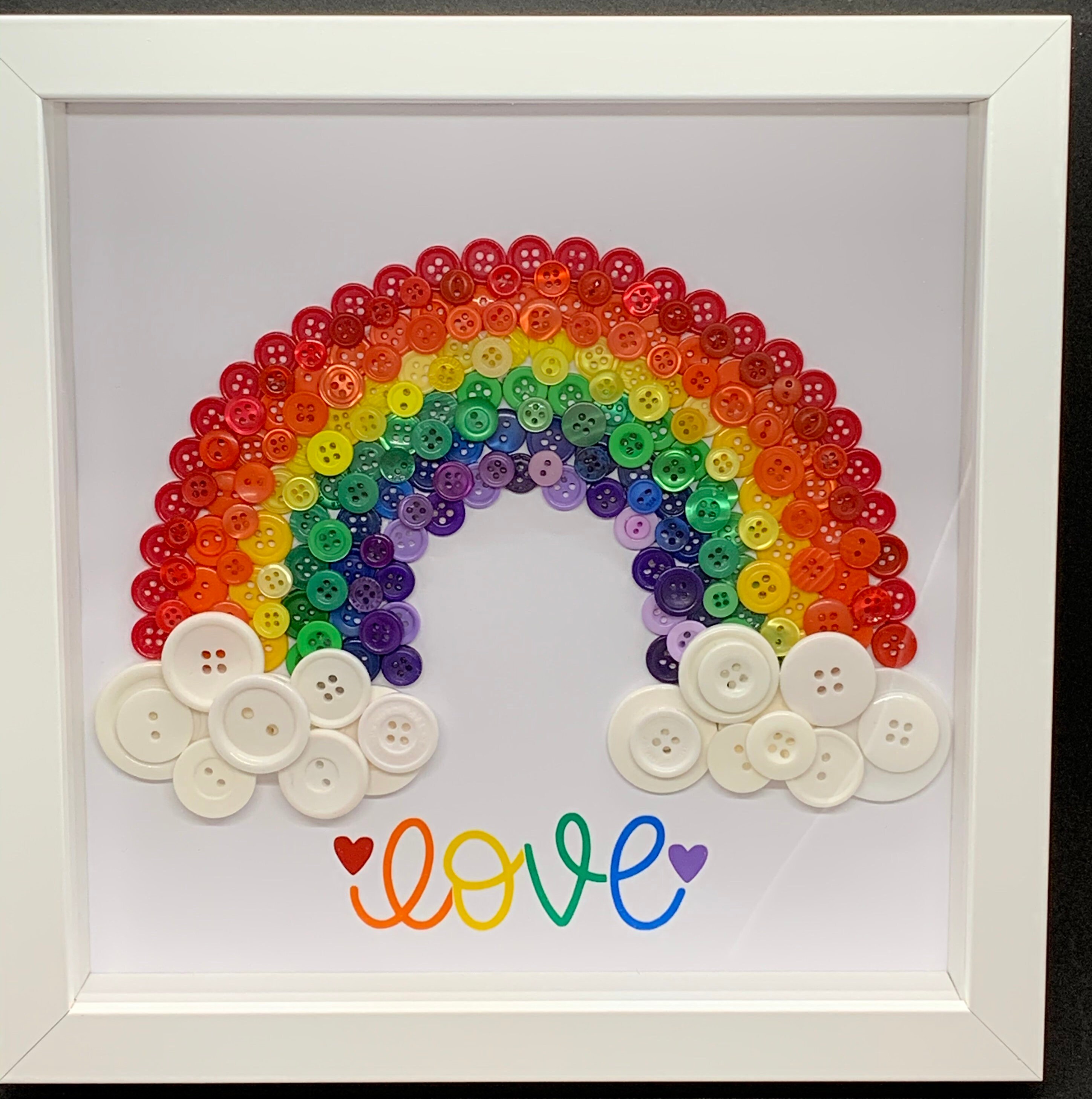 Rainbow Button Art Rainbow wall Art colourful Nursery Wall | Etsy