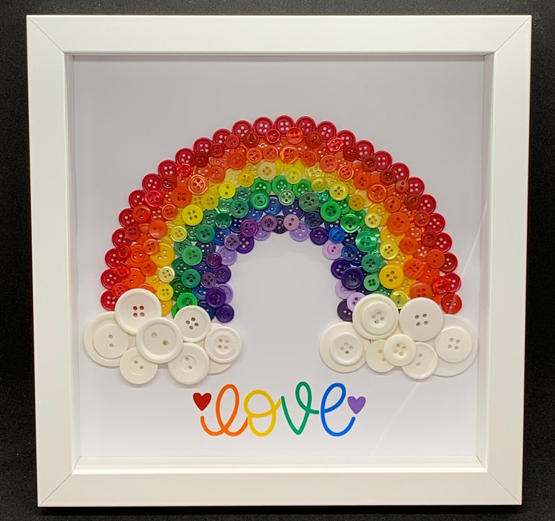 Rainbow Button Art Rainbow wall Art colourful Nursery Wall | Etsy