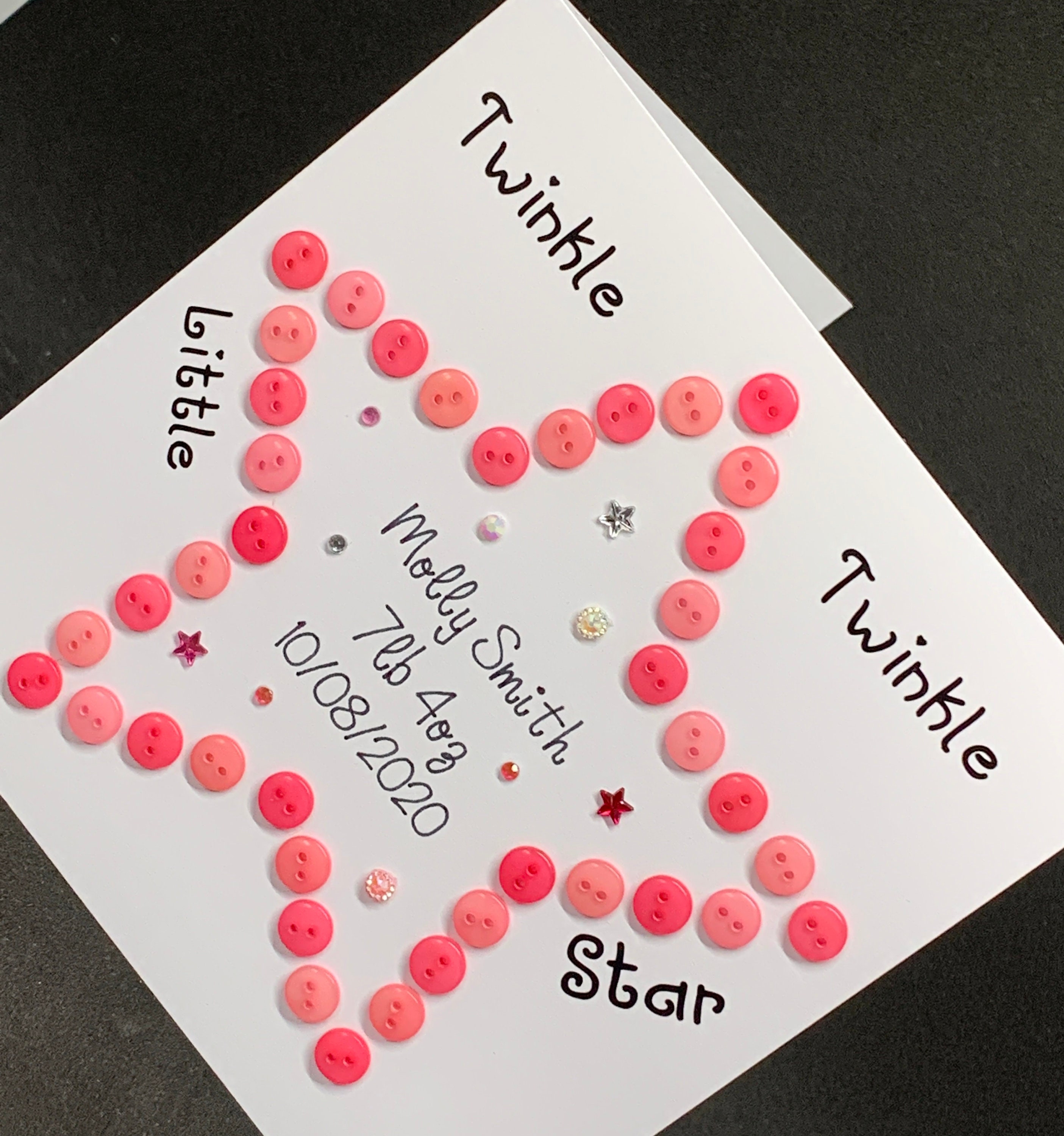 Personalised Baby Star Card New Baby Button Art Card New - Etsy UK