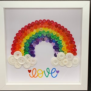 Rainbow Button Art Rainbow wall Art colourful Nursery Wall | Etsy