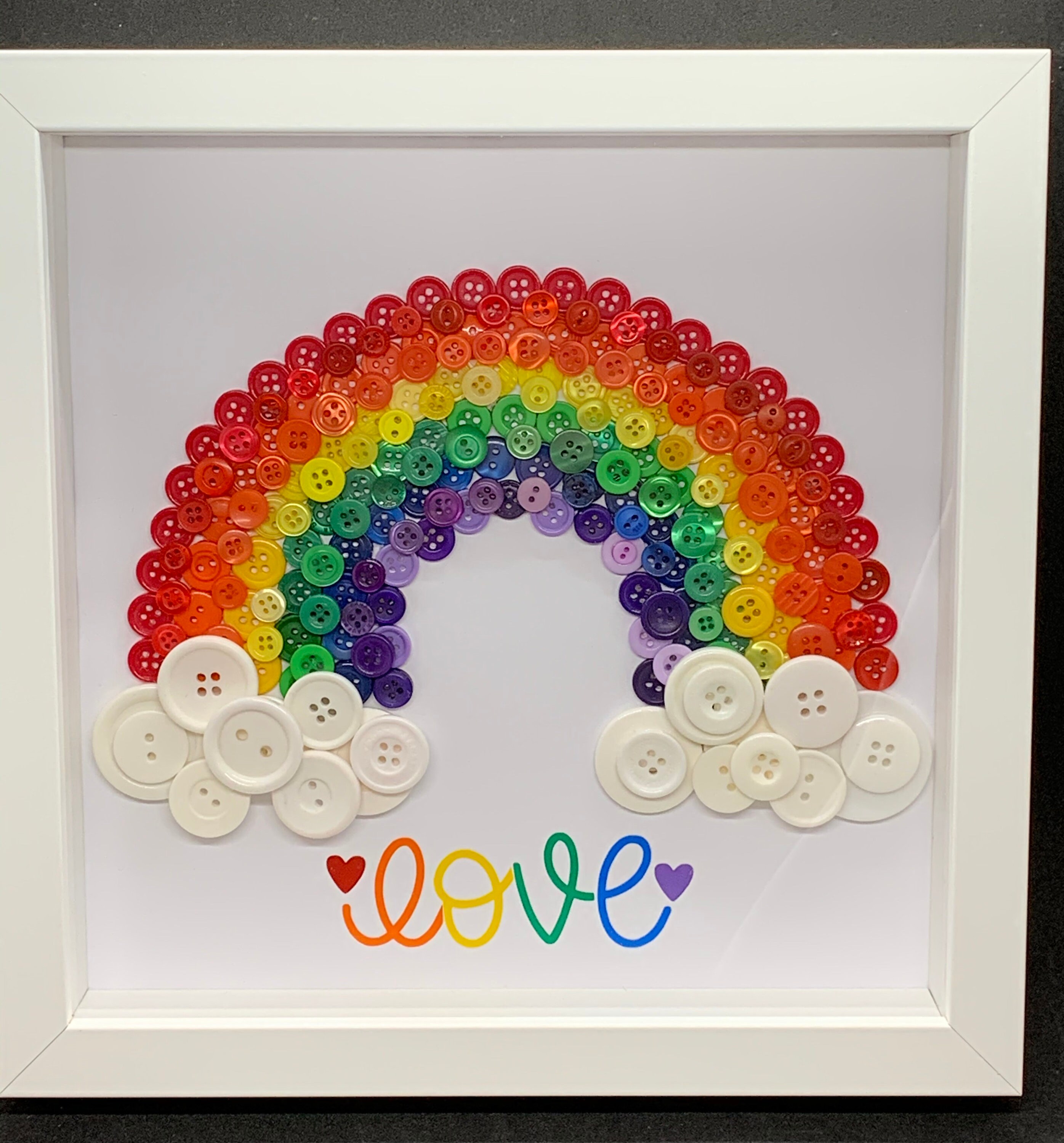 Rainbow Button Art Rainbow wall Art colourful Nursery Wall | Etsy