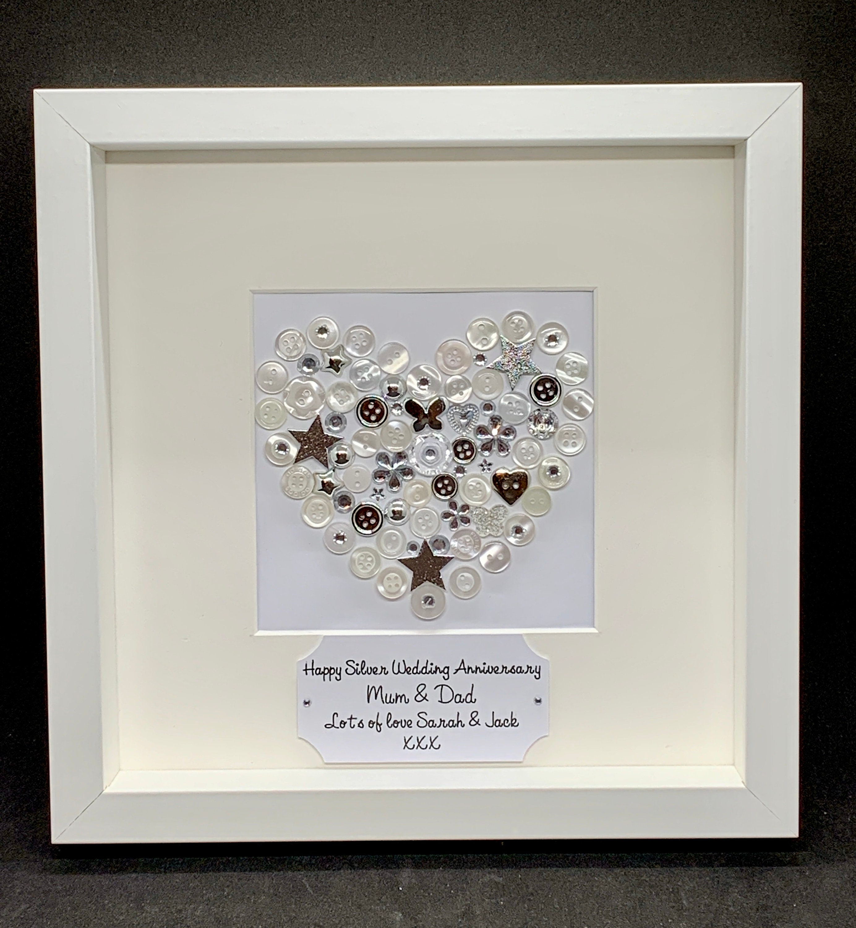 Silver Wedding Anniversary Heart Framed Box Frame | Etsy