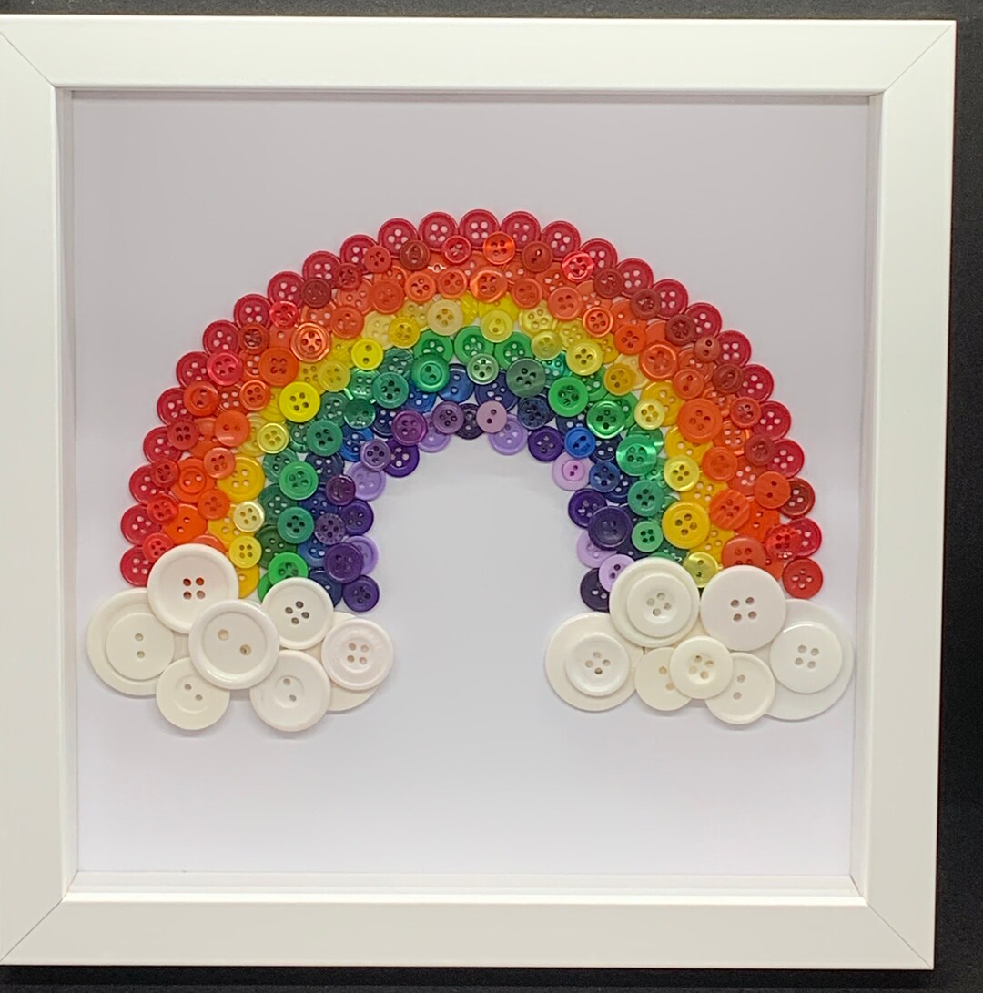 Rainbow Button Art Rainbow Wall Art Colourful Nursery Wall - Etsy UK