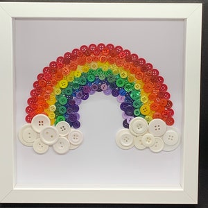 Rainbow Button Art Rainbow Wall Art Colourful Nursery Wall - Etsy UK