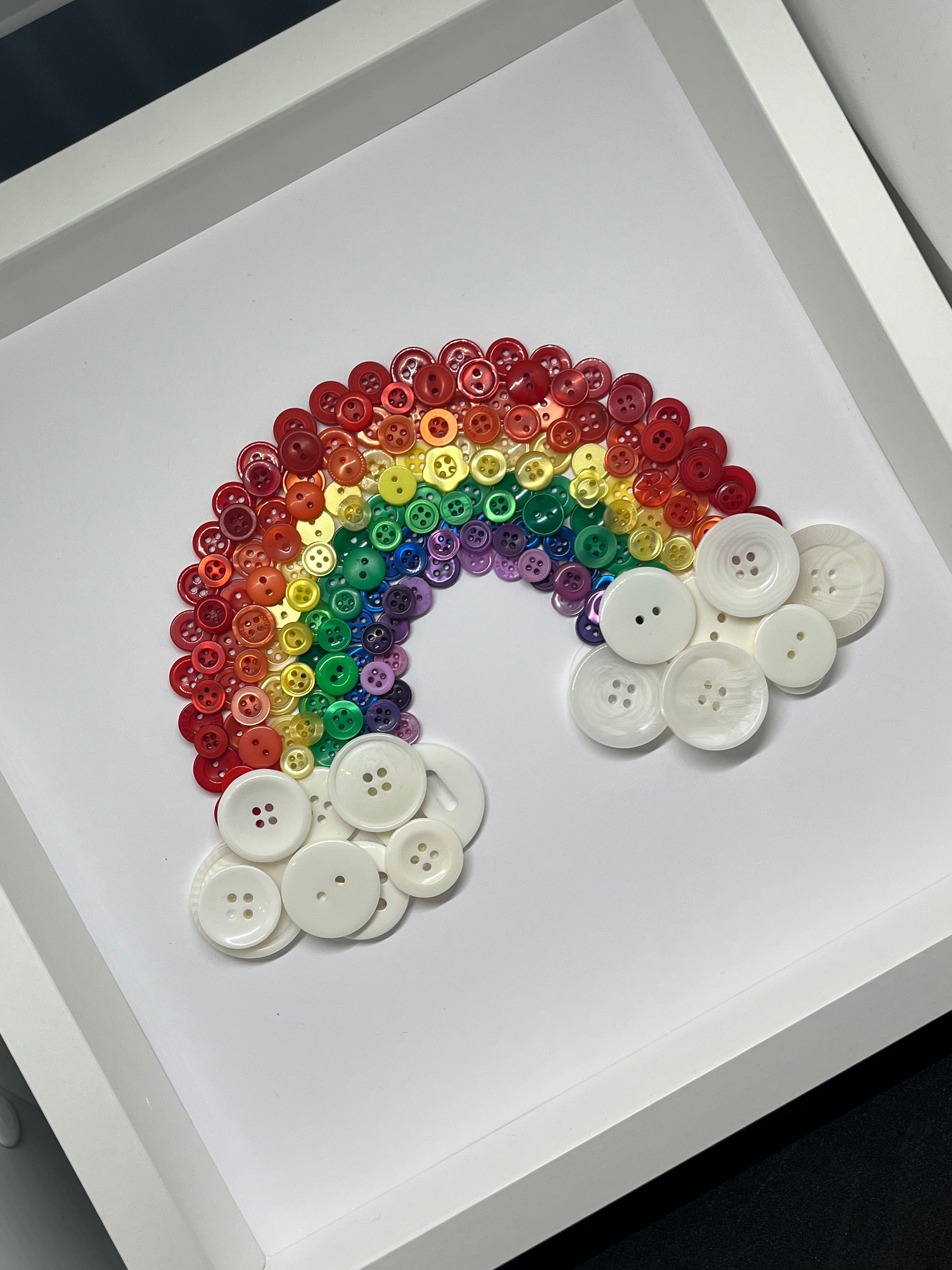 Rainbow Button Art Rainbow Wall Art Colourful Nursery Wall | Etsy UK