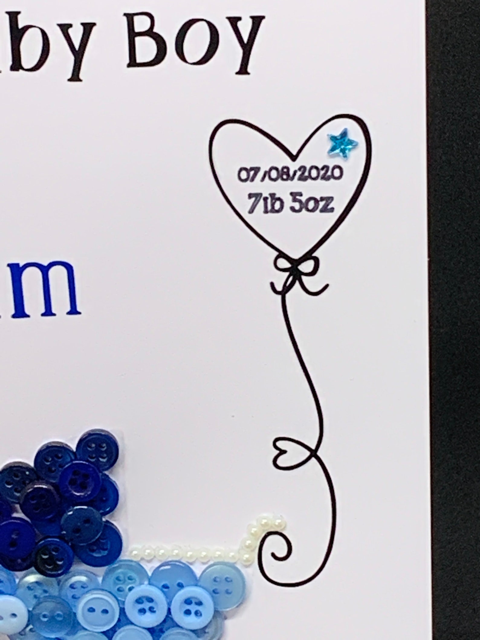 Personalised Baby Boy Button Art Card Baby Pram Card - Etsy UK