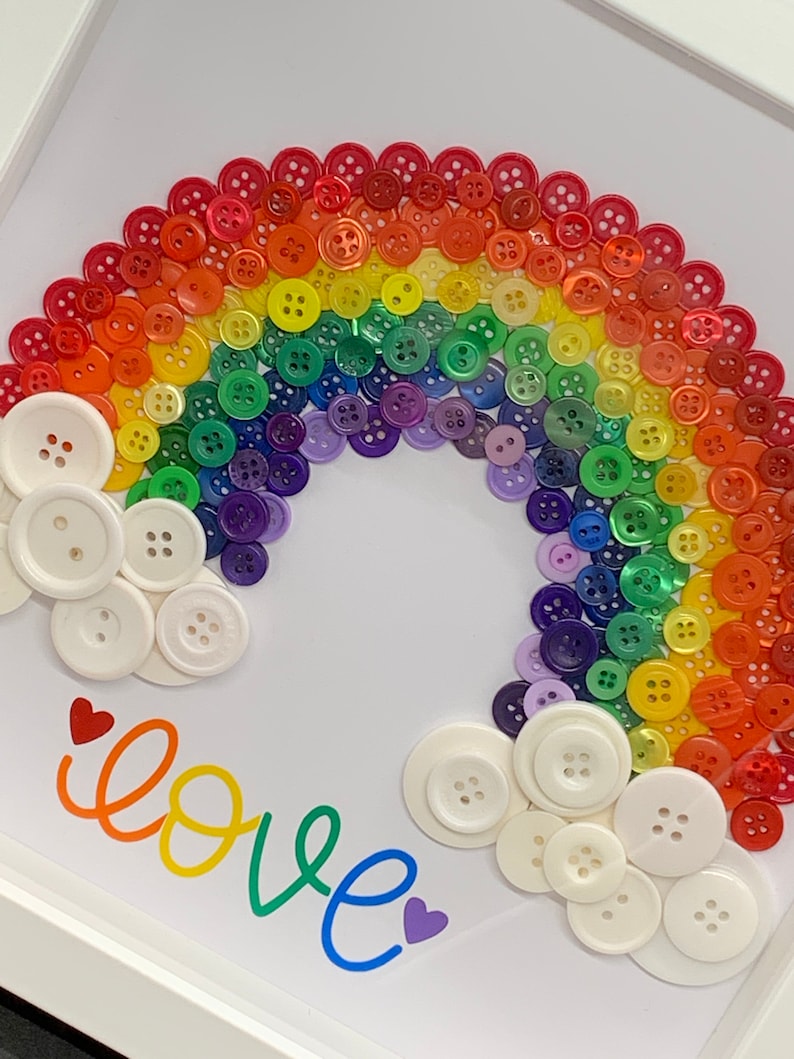 Rainbow Button Art Rainbow wall Art colourful Nursery Wall | Etsy