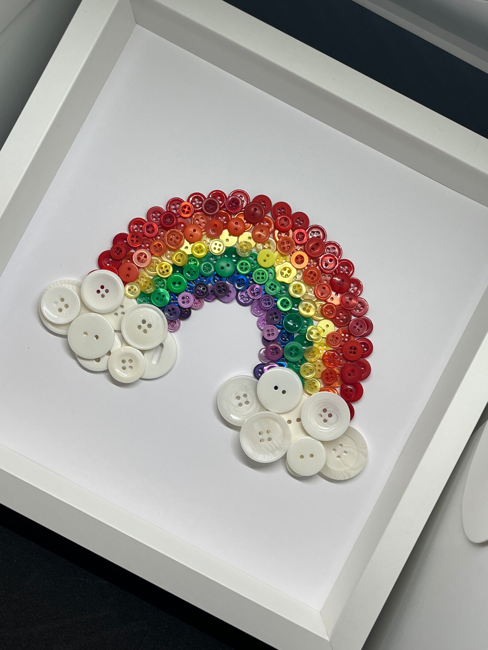 Rainbow Button Art Rainbow Wall Art Colourful Nursery Wall | Etsy UK