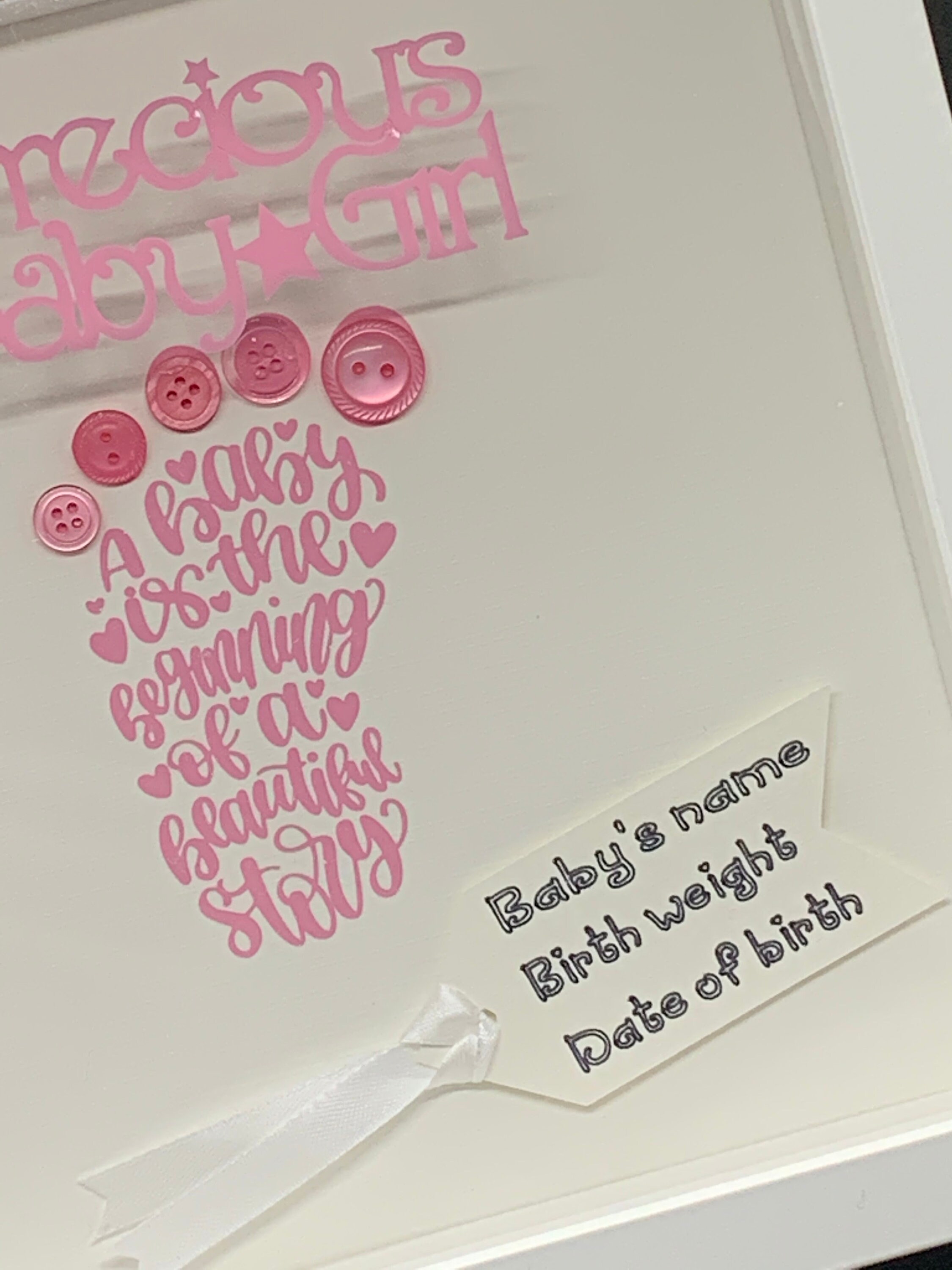 Baby Girl Button Art Box Frame Personalised New Baby Shower - Etsy