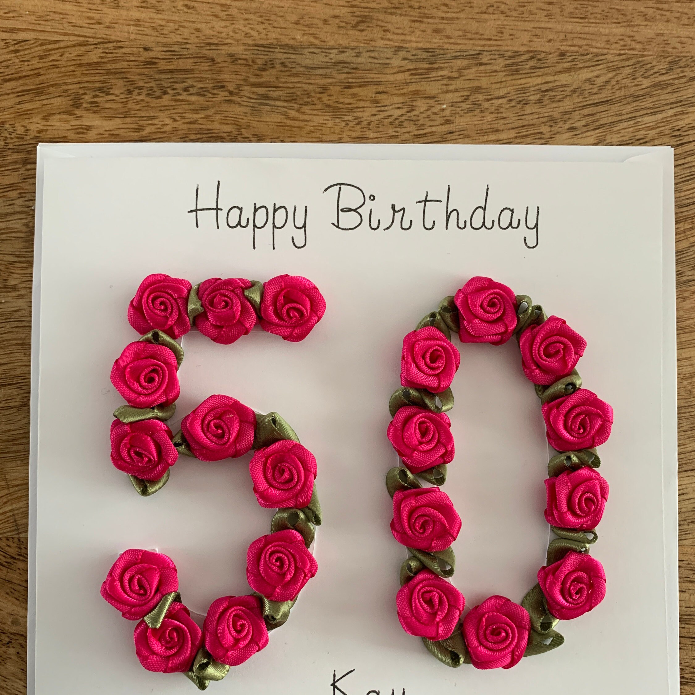 Personalised Silk Birthday Flower Card Happy 50th Birthday - Etsy UK