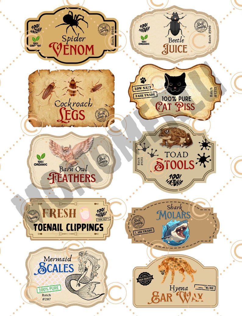 Unique Halloween Bottle Labels Vintage, Old Time Apothecary Potion ...