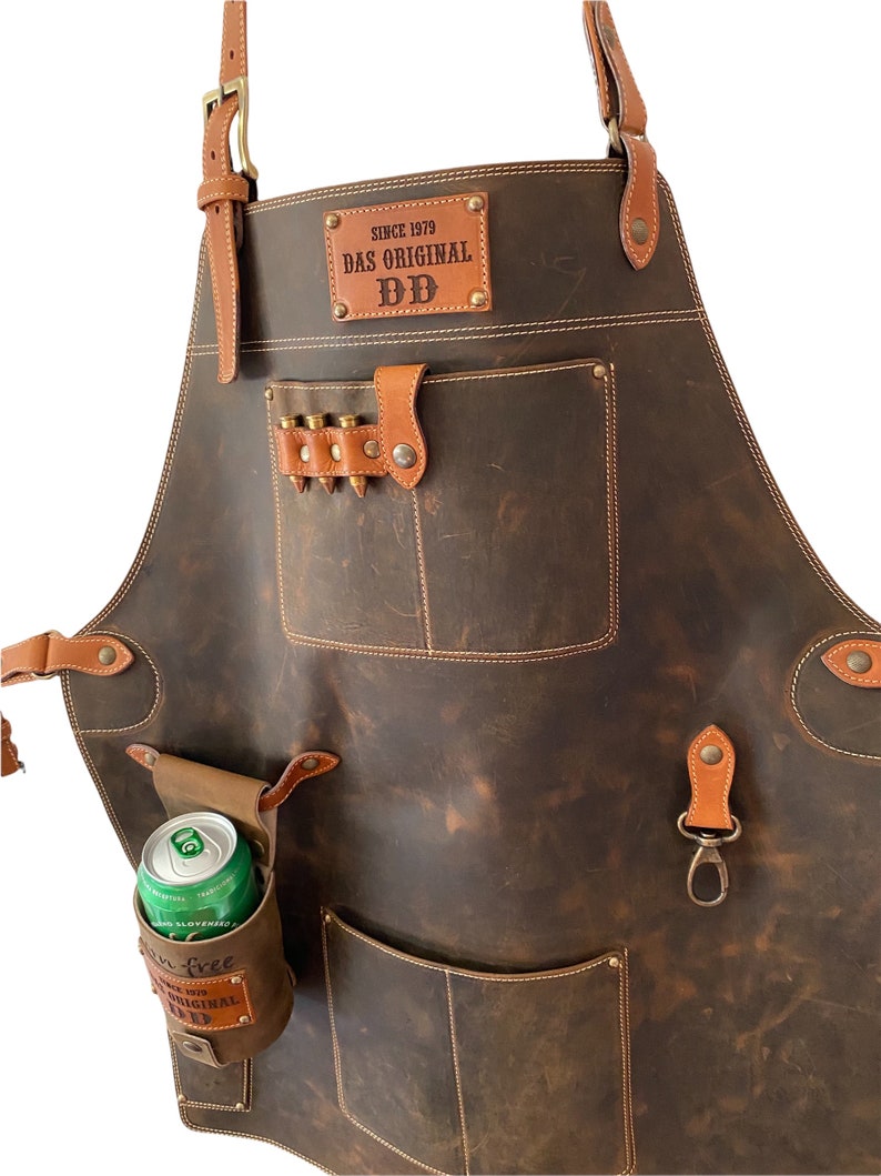 Personalized Durable Cowhide Apron With Cartridges and Beer Holster ...