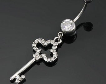 Key Belly Ring | Etsy