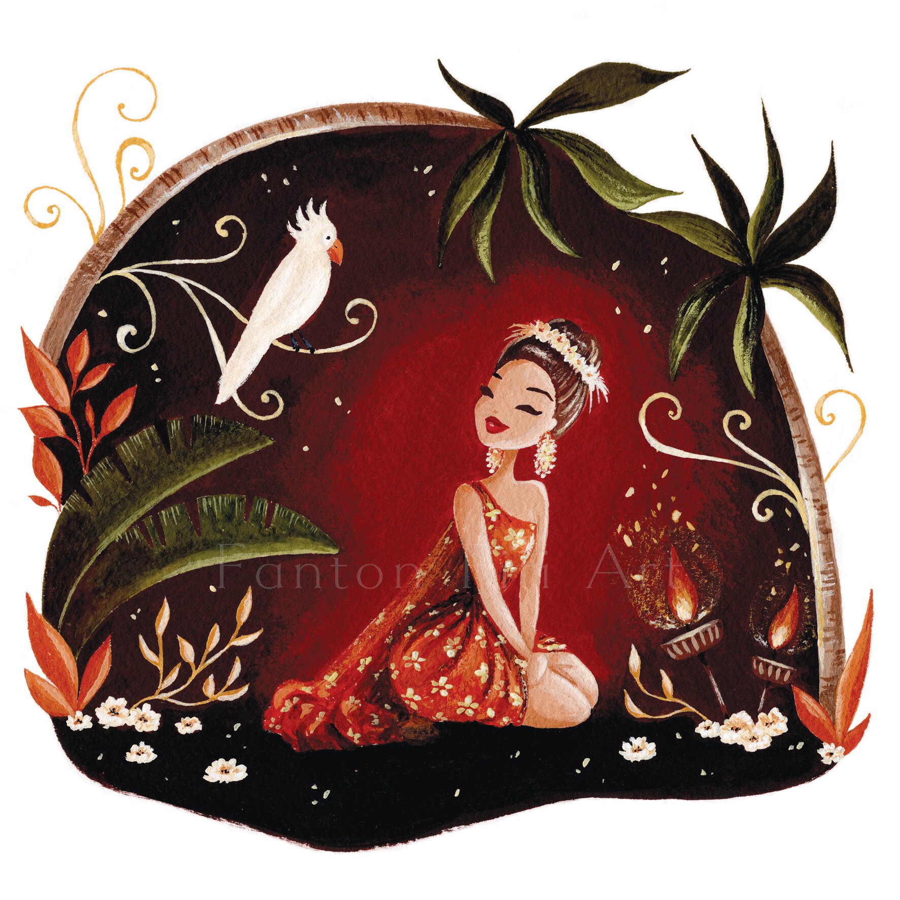 Tiki Girl Fine Art Print From Original Gouache Painting Tiki - Etsy