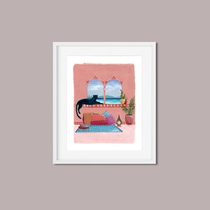 Art Print From Original Gouache Painting, Chilling Panther, Cozy ...