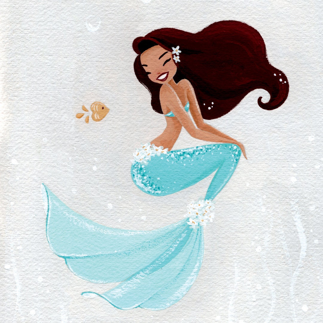 Cute Mermaids, Fine Art Prints From Original, Gouache, Turquoise and ...
