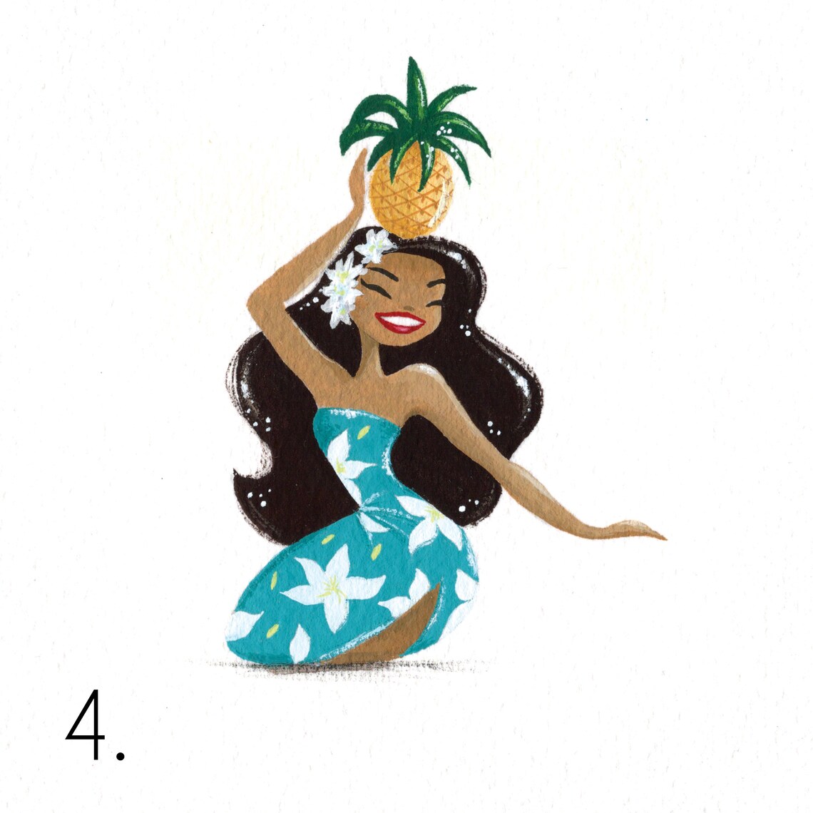 Tiki Girls Mini Fine Art Prints, Gouache Painting Art Print, Hula Girls ...