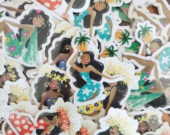 Hula Girl Stickers - Etsy
