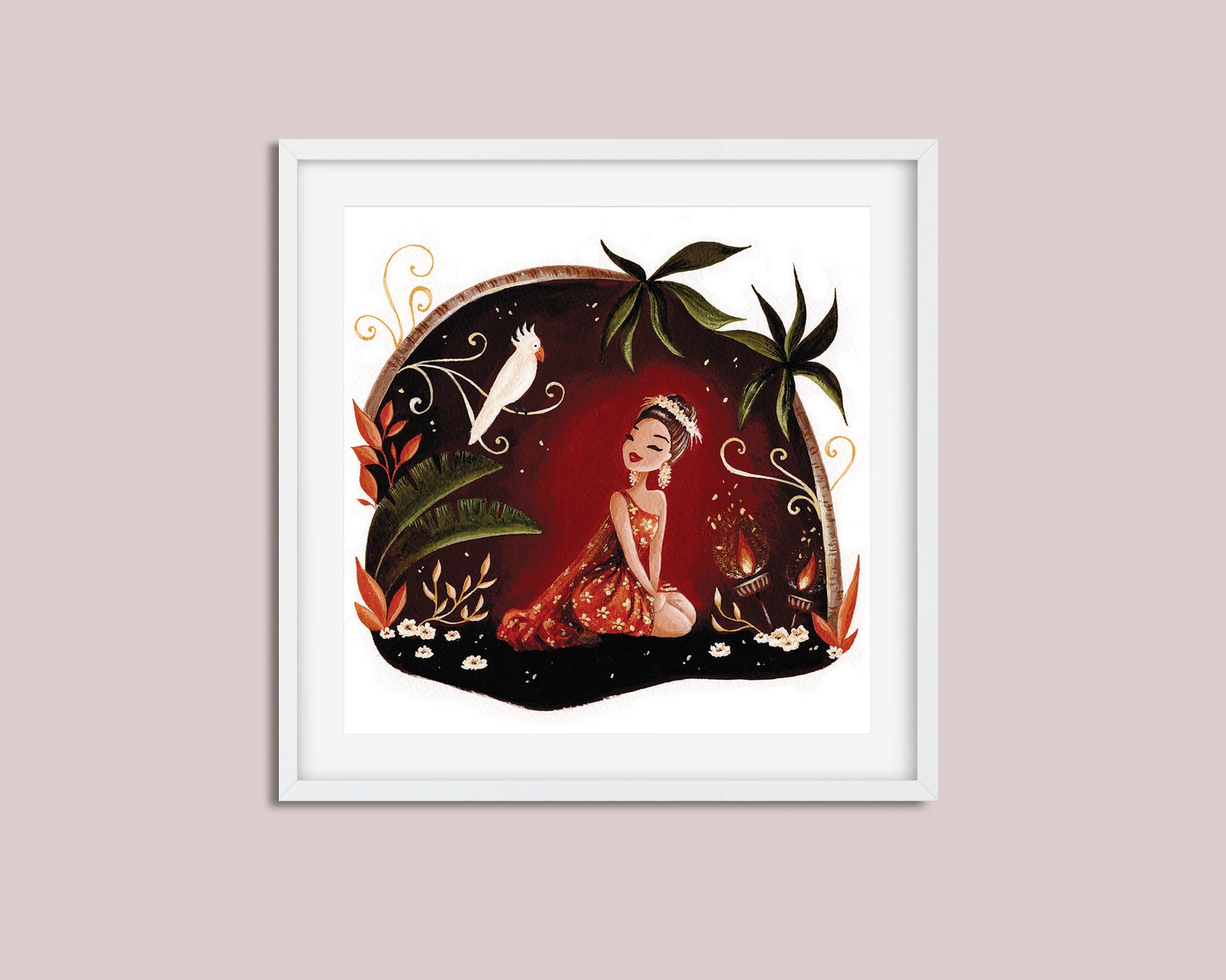 Tiki Girl Fine Art Print From Original Gouache Painting Tiki - Etsy