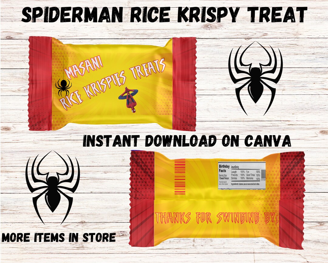 Spiderman Rice Krispy Treat Label - Etsy