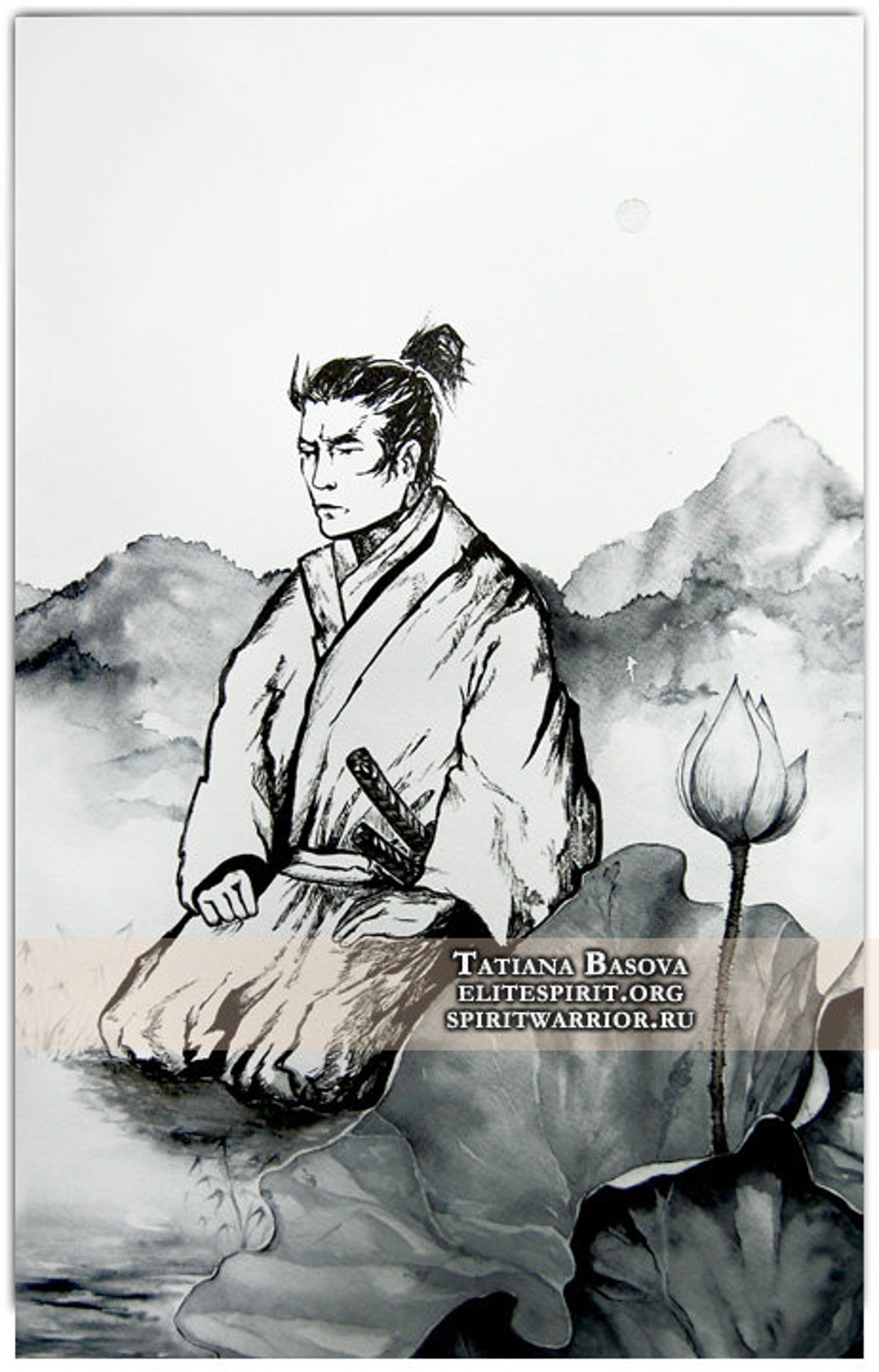 Miyamoto Musashi Art. Ink Watercolor Bushido Painting | Etsy