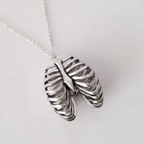 Silver Anatomical Anatomy Ribcage Necklace Assorted Chain - Etsy