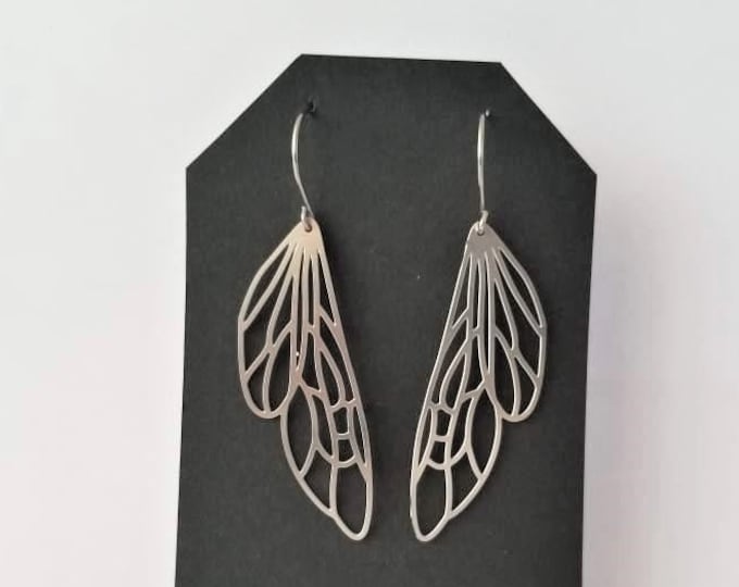 Stainless Steel Cicada Wings Dangle Earrings - Etsy