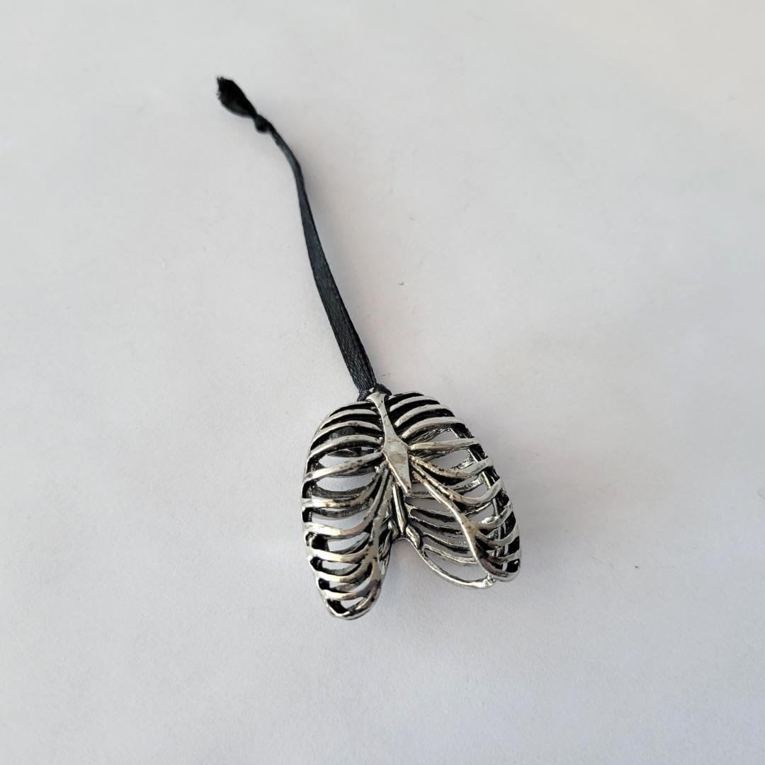 Simple Ribcage Ornament With Black Ribbon - Etsy
