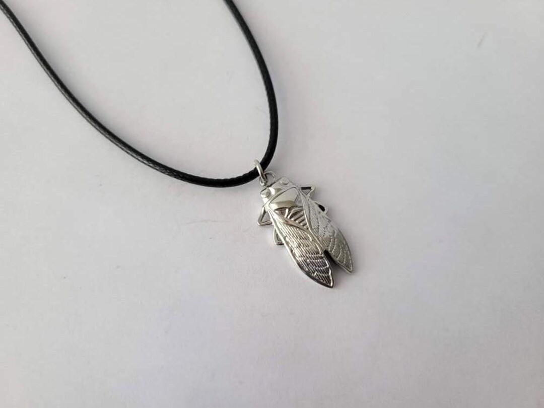 Stainless Steel Cicada and Cotton Cord Choker Style Necklace - Etsy