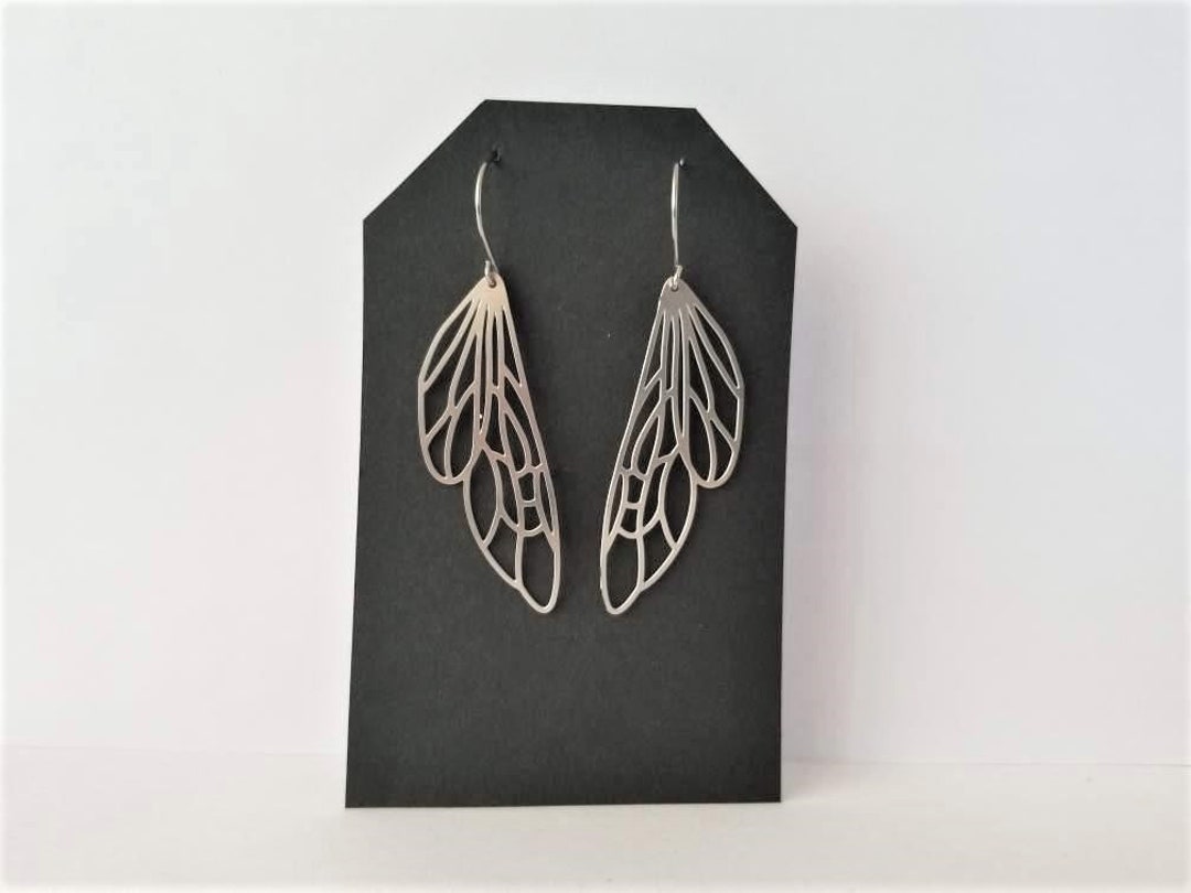 Stainless Steel Cicada Wings Dangle Earrings - Etsy