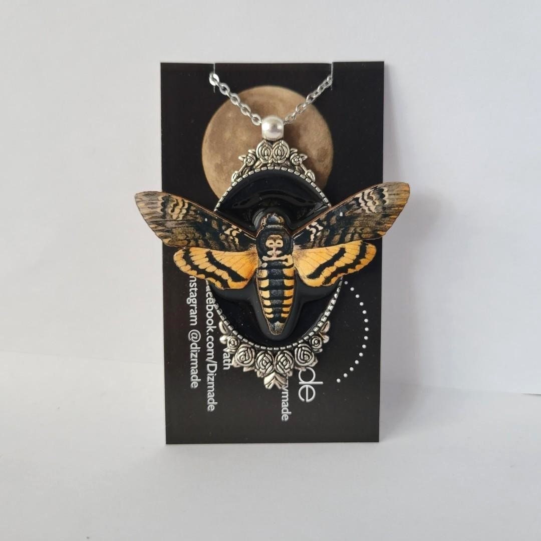 Large Woodcut Resin Moth Pendant Necklace You Choose Length - Etsy