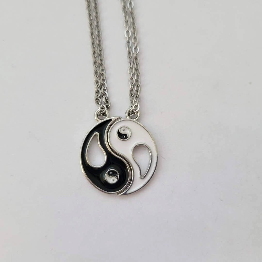 Yin Yang Necklace Set Your Choice Length Stainless Steel Chain - Etsy