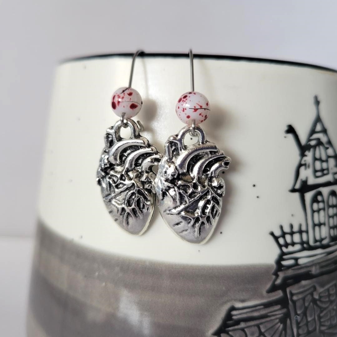 Hypoallergenic Bloody Bead and Anatomical Heart Dangle - Etsy