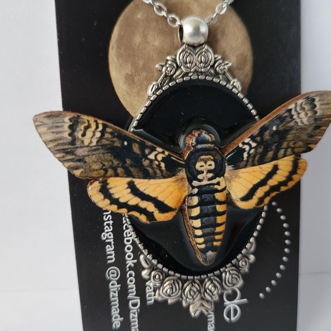 Large Woodcut Resin Moth Pendant Necklace You Choose Length - Etsy