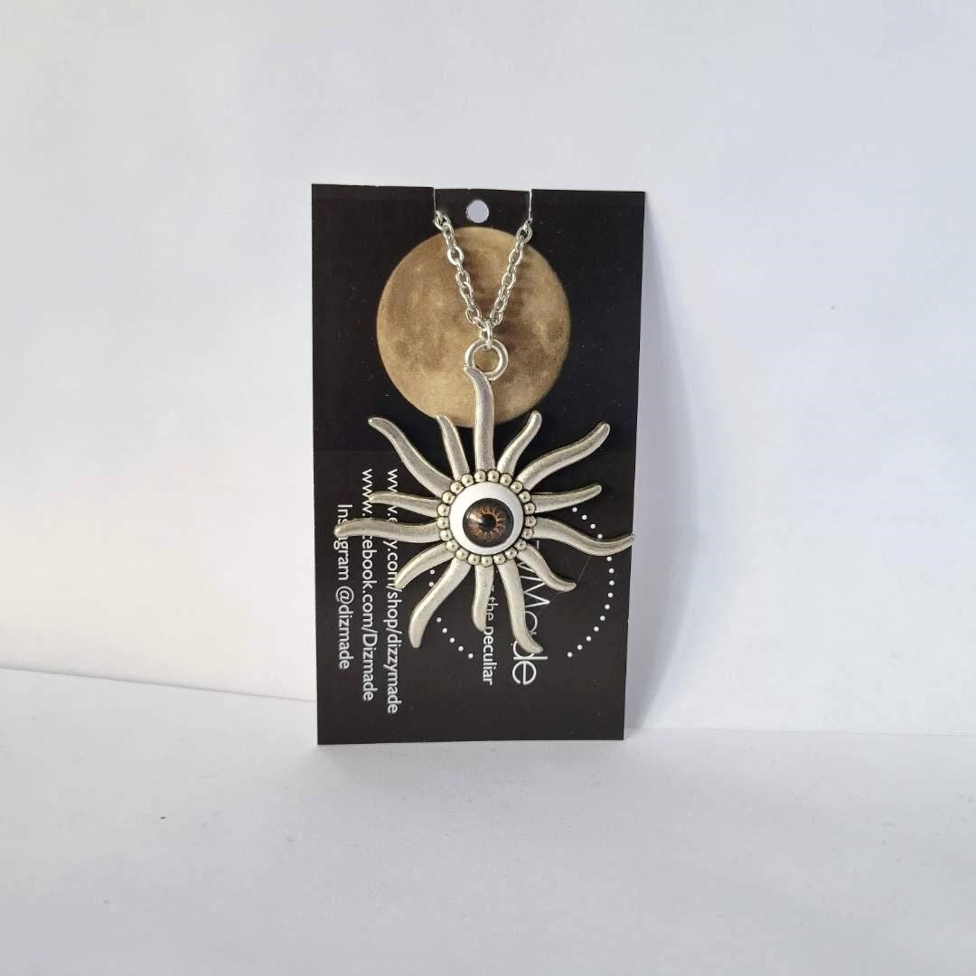 Sun Rays Pendant Necklace With Brown Eye You Choose Necklace Length - Etsy