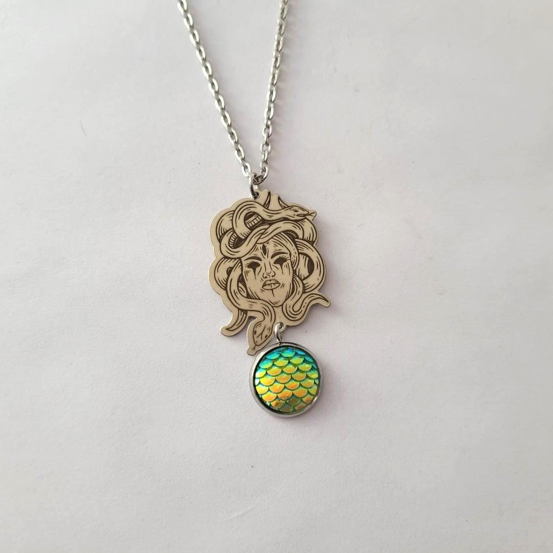 Stainless Steel Medusa and Snake Scale Necklace You Choose Length - Etsy