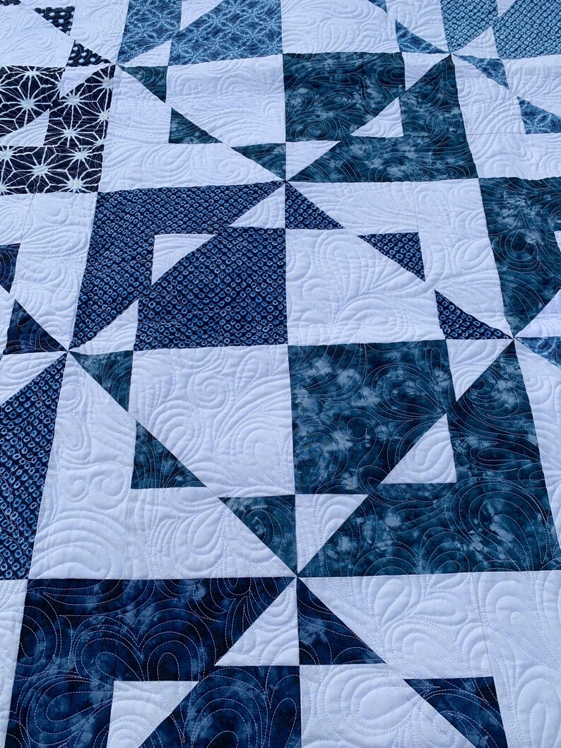 Shibori Blue and White Quilt - Etsy